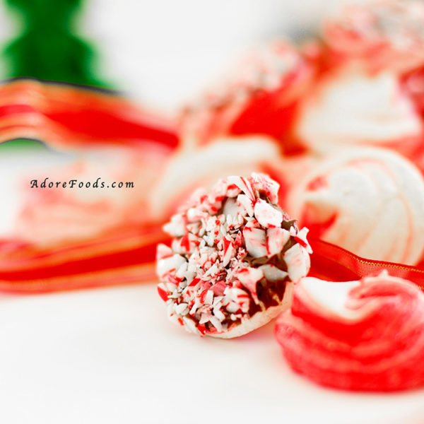 Peppermint Meringue Cookies with Candy Cane
